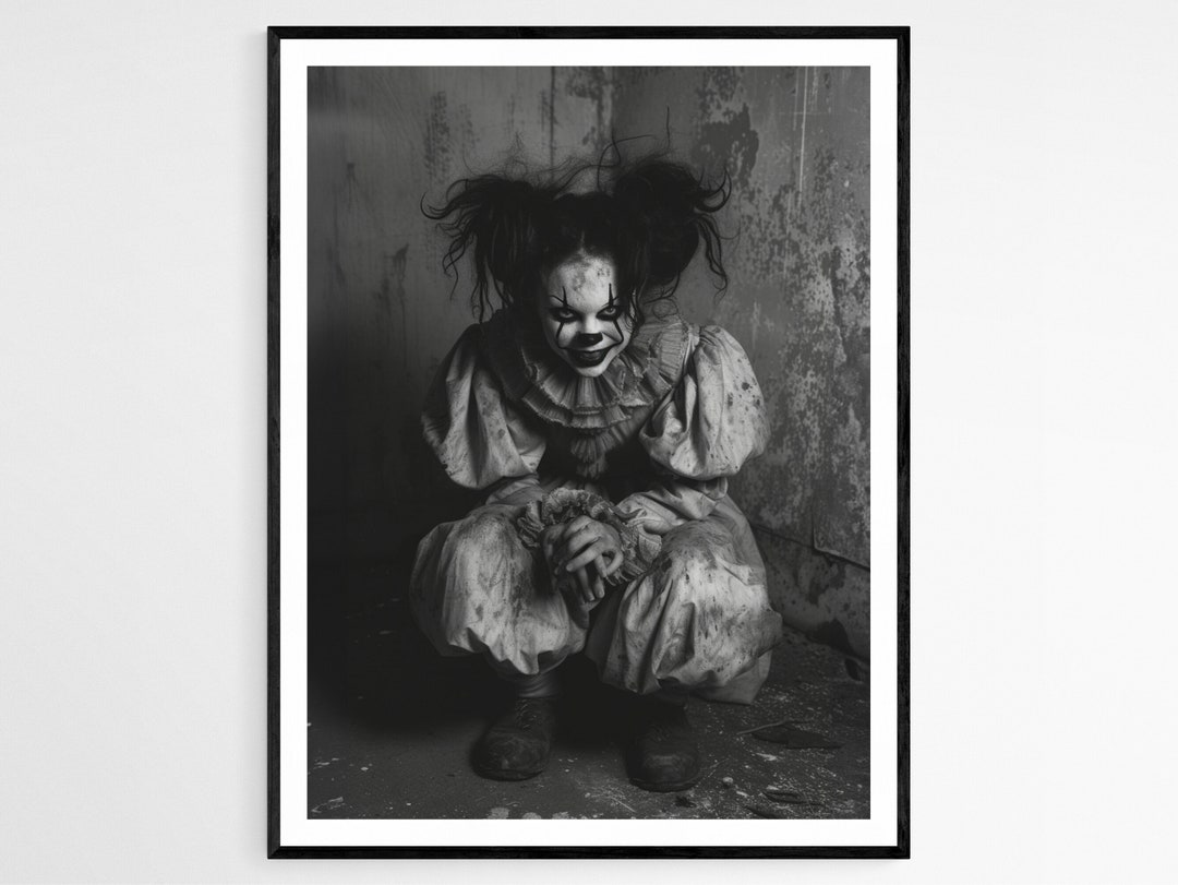 Evil Female Clown Art Print, Spine-chilling Home Decor, Unique Wall Art ...