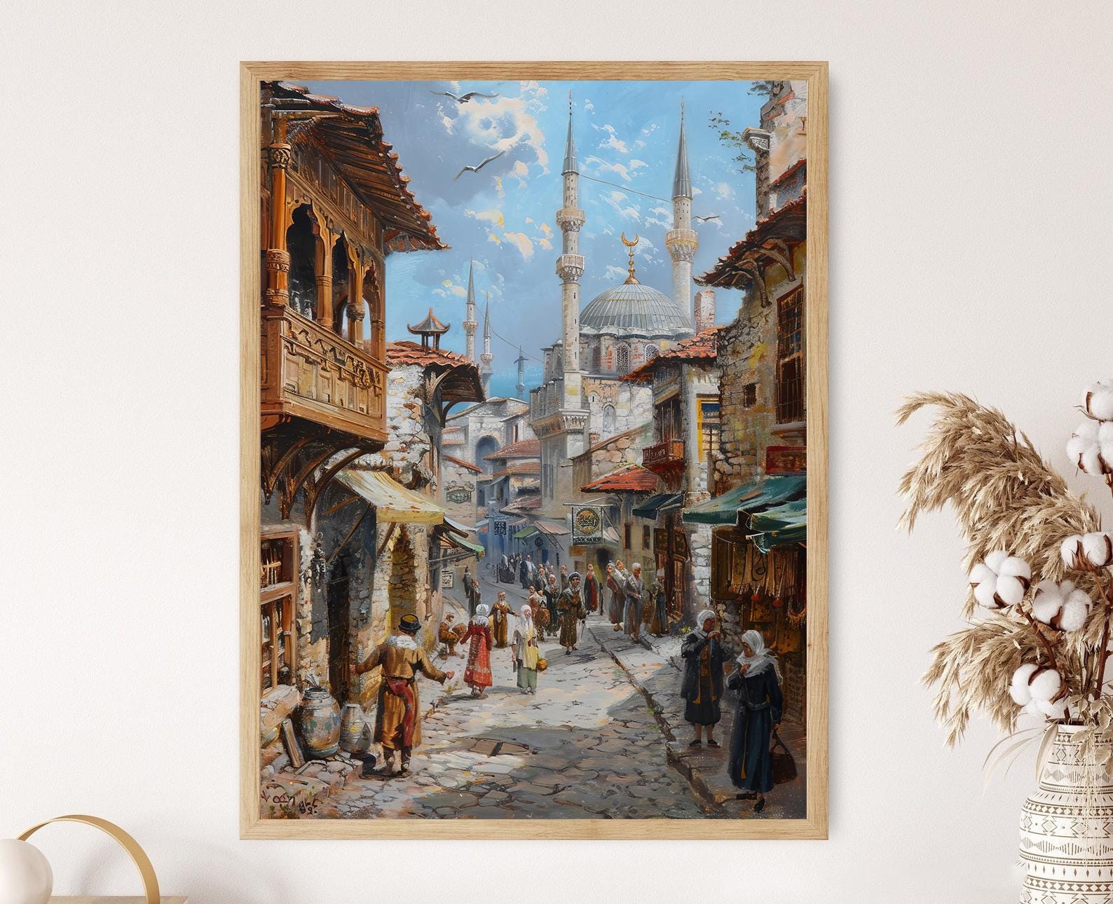 Historic Ottoman Street With Bustling Activity – Detailed Osman Hamdi ...