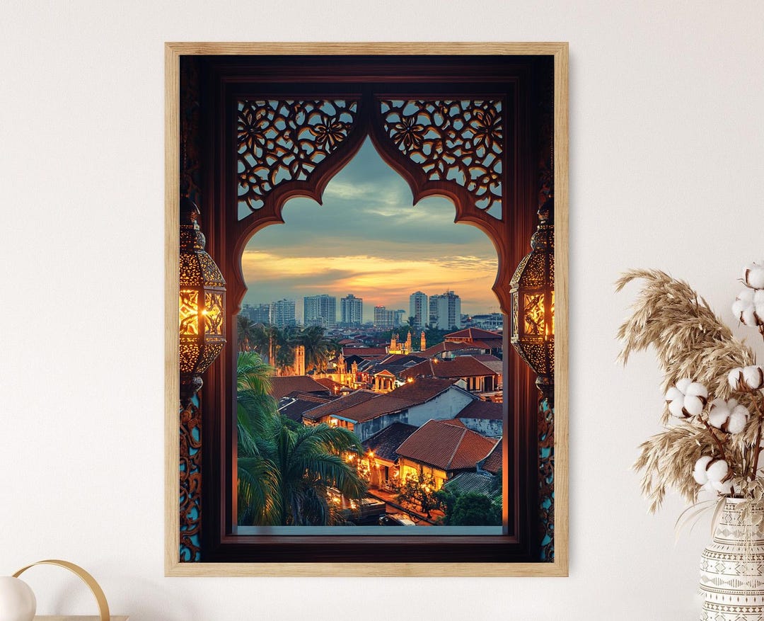 Peranakan Window Art Print: George Town Shophouses, Floral & Geometric ...
