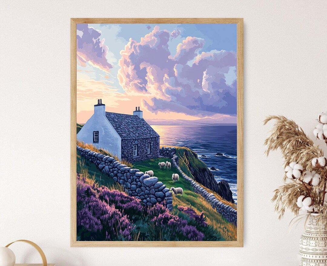 Traditional Scottish Croft in Orkney, Coastal Scene Art, Heritage Print ...