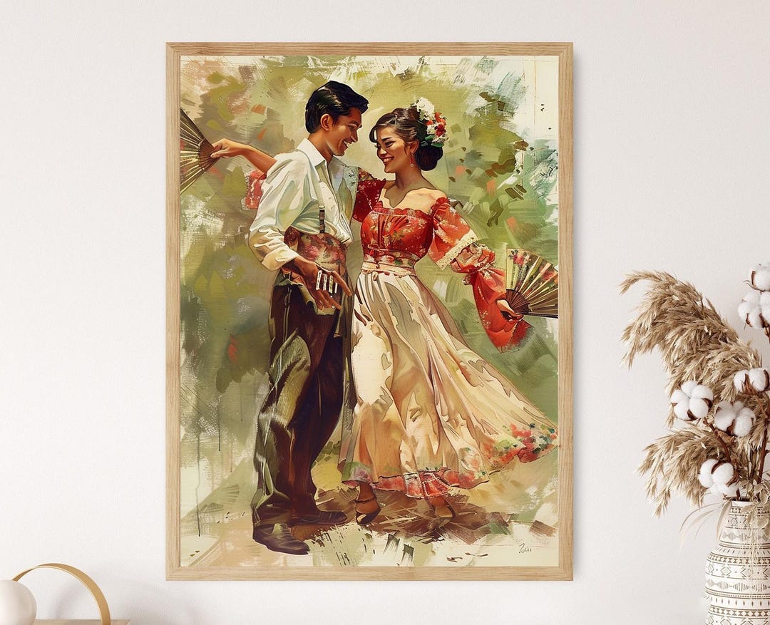 Filipino Cariñosa Dance Art Print: Vibrant Cultural Celebration - Etsy