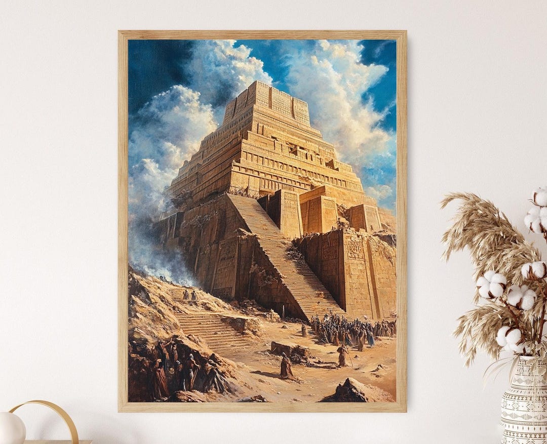 Babylonian Ziggurat Art Print, Grand Stepped Terraces and Ancient ...