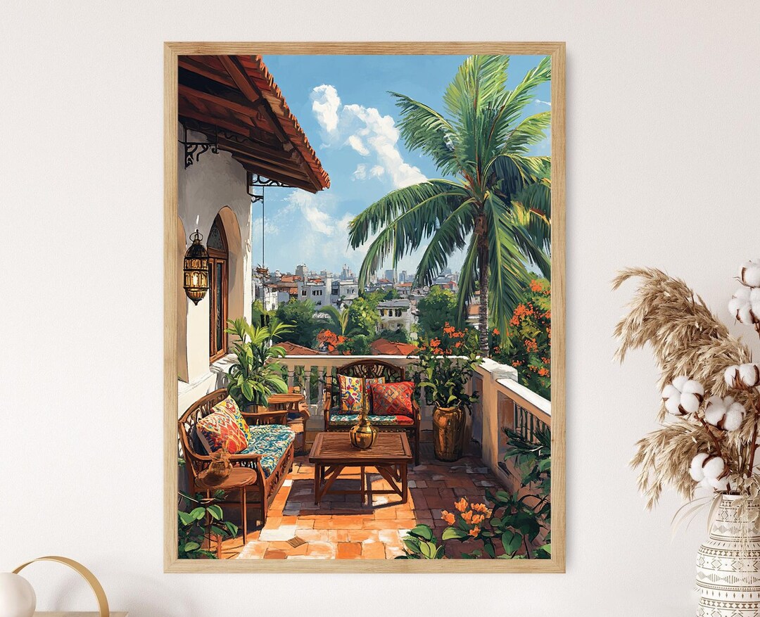 Colombo Rooftop Patio Art Print: Sri Lankan Tropical Decor - Etsy