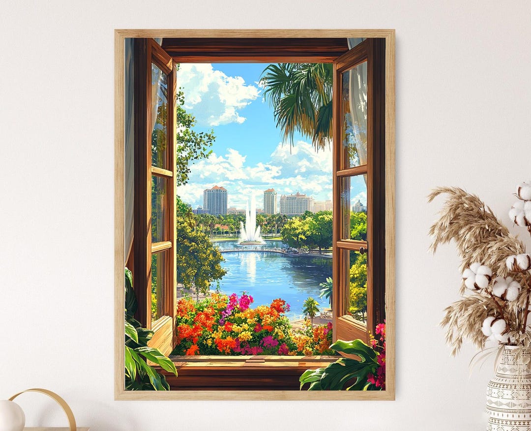 Orlando Art Print: Lake Eola View Through Wooden Window - Etsy