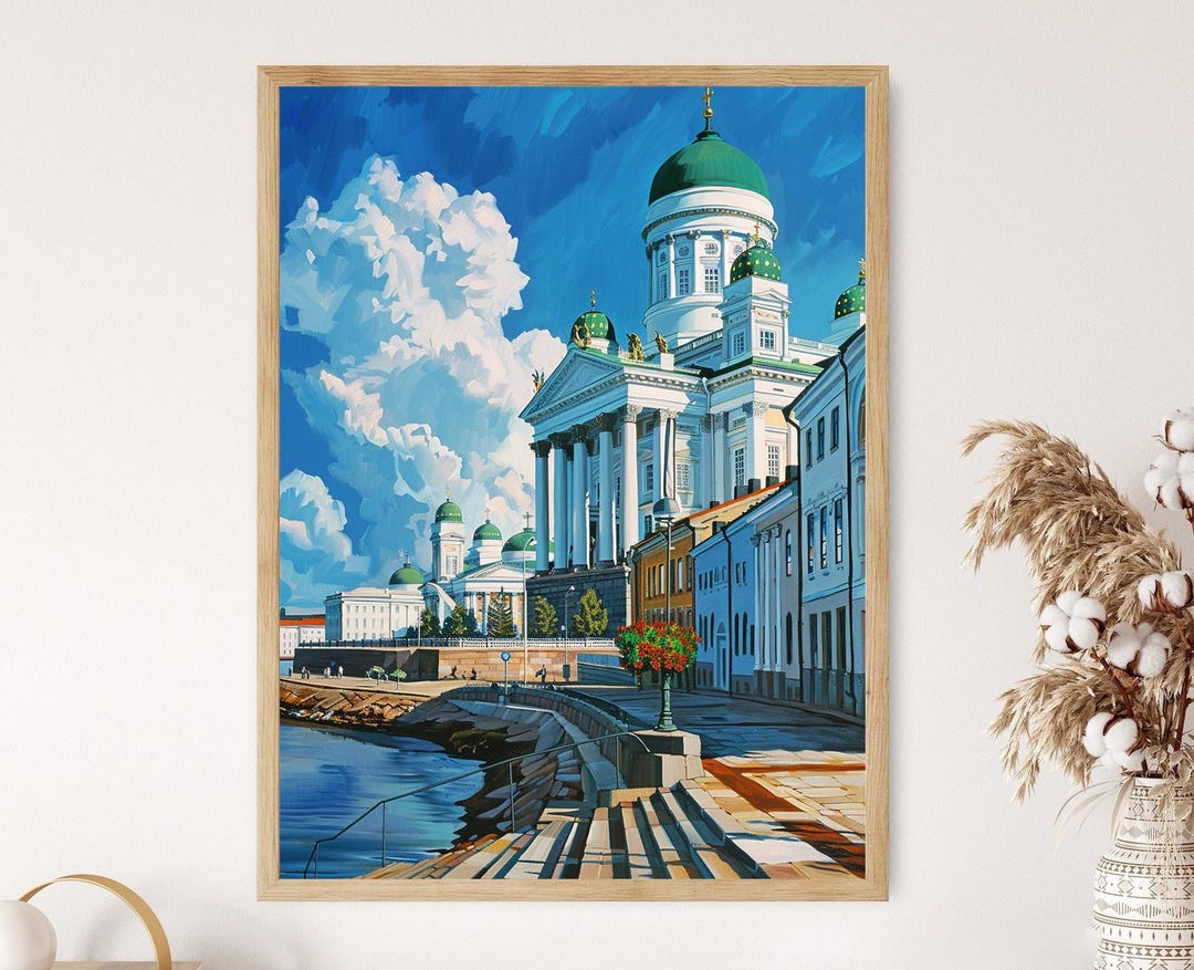 Historic Helsinki Cathedral Painting, Iconic Landmark Art Print - Etsy