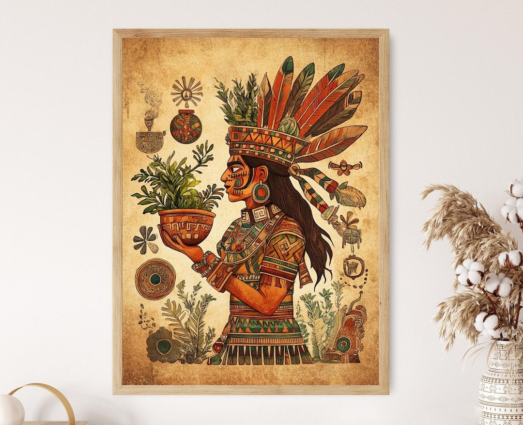 Huitzilton Art Print, Aztec God of Healing and Medicinal Herbs - Etsy