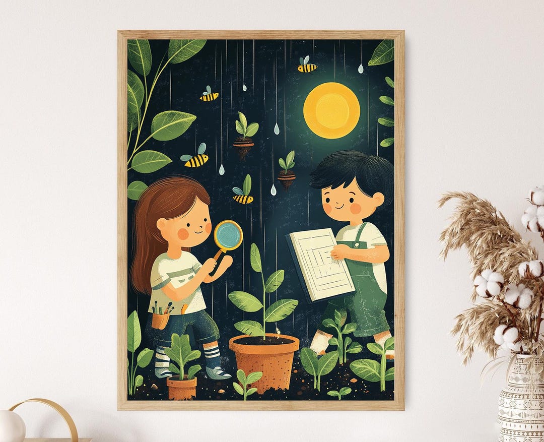 Kids Gardening Science Illustration, Plant Growth Poster, STEM Learning ...