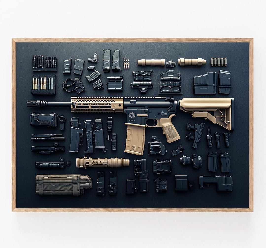 AR15 Illustration | Military Art Print, Wall Decor, Unique Gift, Gun ...