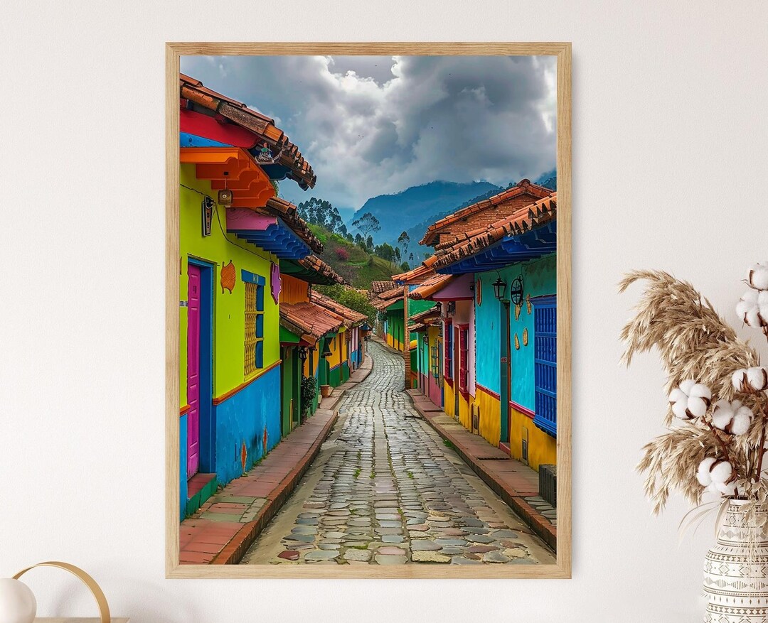 Colorful Colombian Village Art Print, Home Decor - Etsy