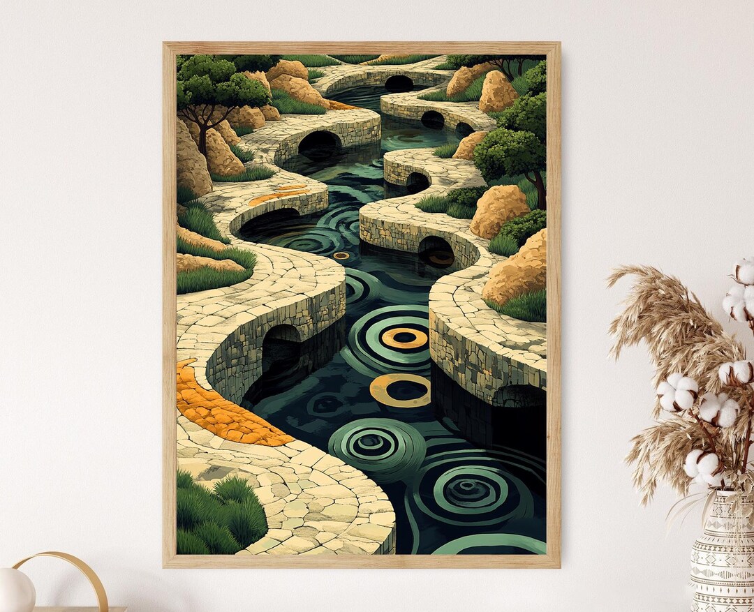 Gunditjmara Aquaculture Art Print, Aboriginal Cultural Landscape Poster ...