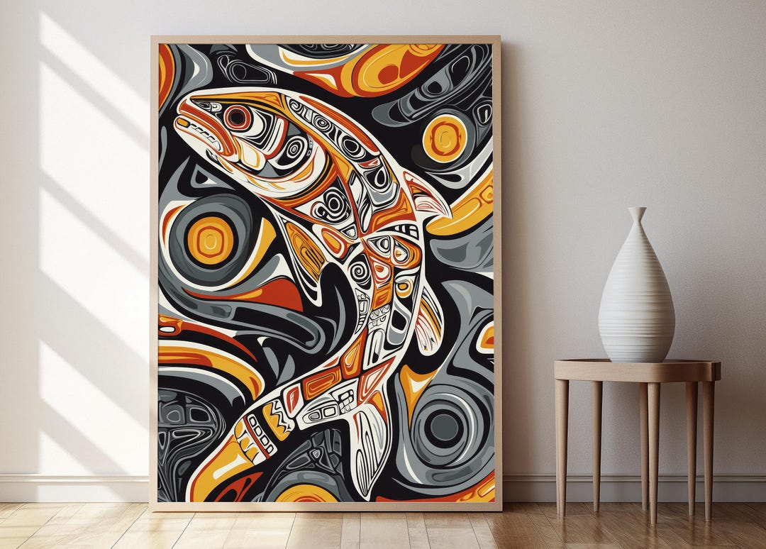 Haida Salmon Art Print, Formline Style - Etsy
