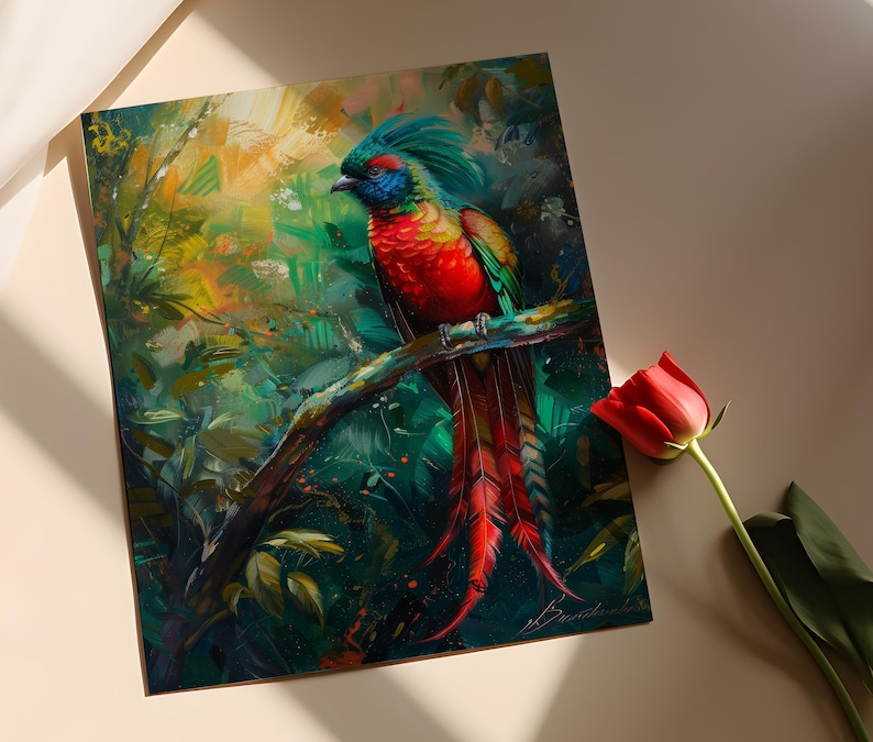 Resplendent Quetzal Wall Art - Handmade Avian Decor, Vibrant Colors ...