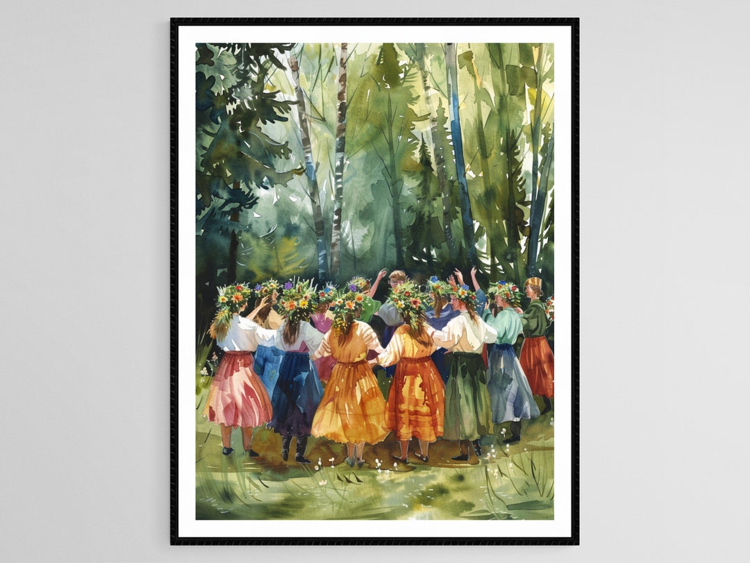 Midsommar Celebration Illustration, Swedish Flower Crowns and Folk ...