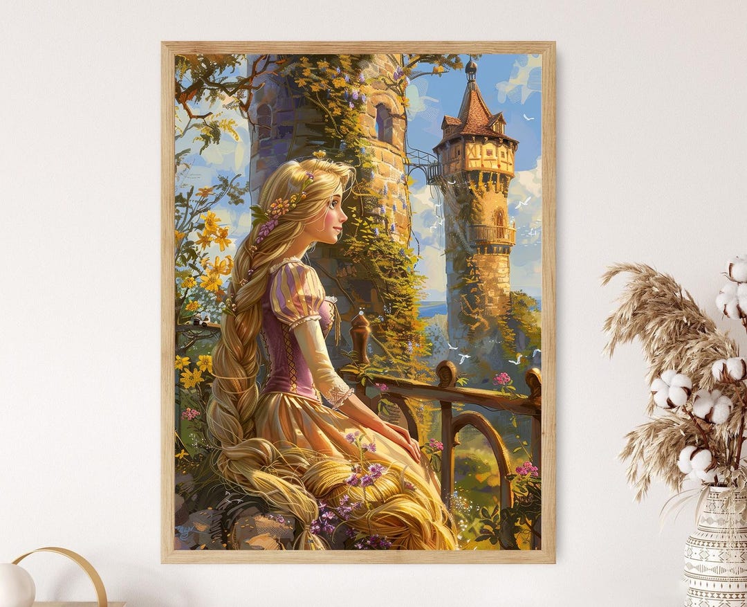 Princess Rapunzel Art Print, Enchanting Wall Decor for Kids Room ...