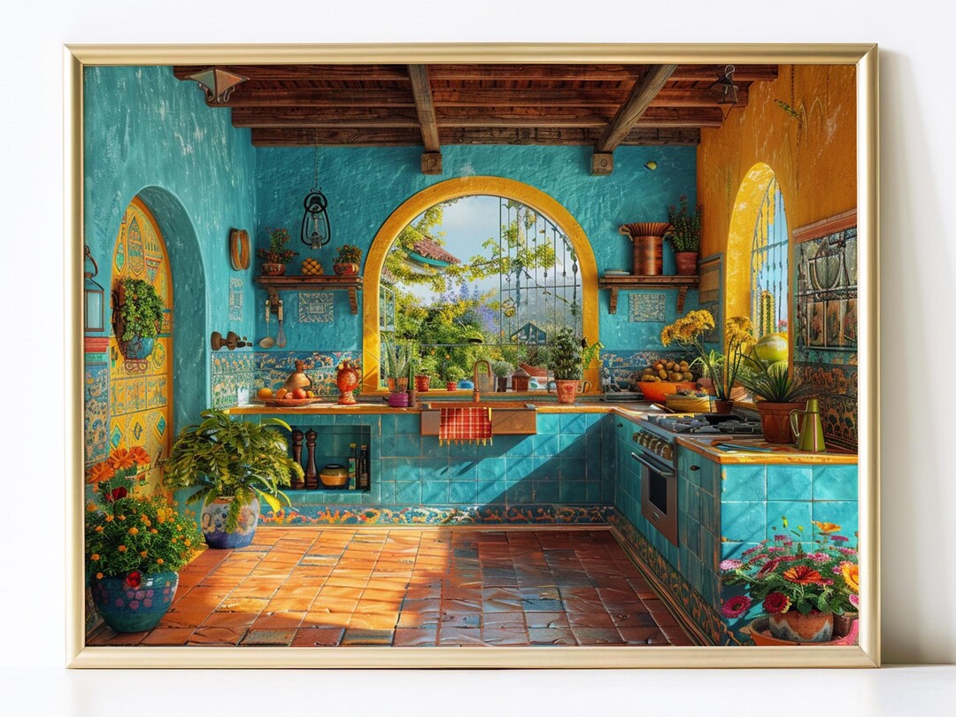 Mexican Culinary Art, Lively Kitchen Scene Painting, Authentic Home ...