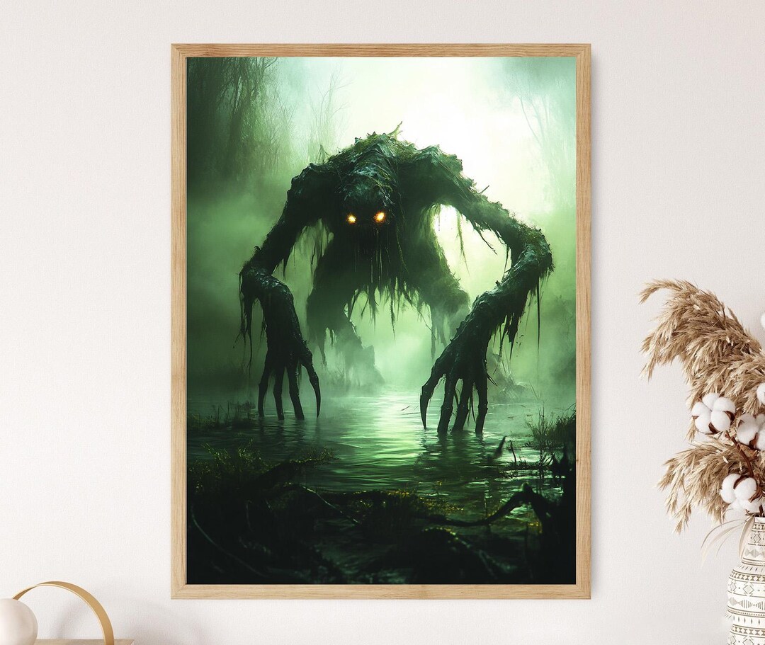 Swamp Creature Print: Shadowed Marsh Monster Encounter Painting - Etsy
