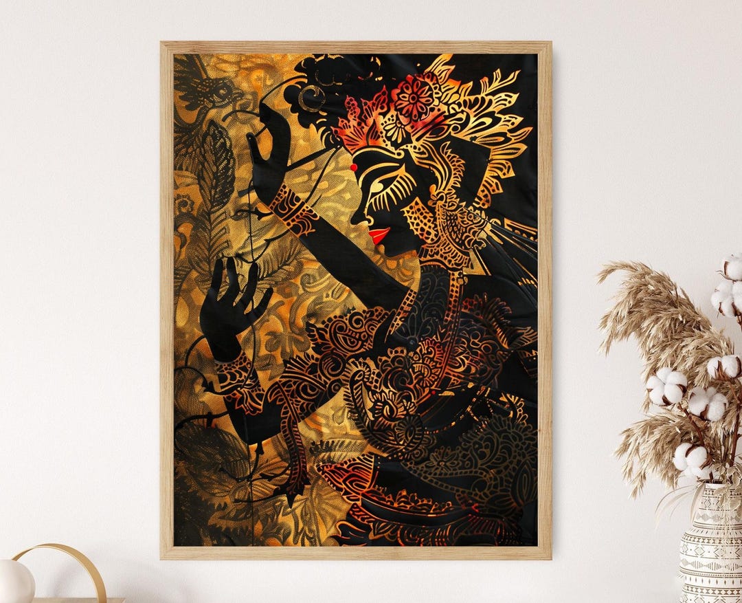 Traditional Wayang Kulit Poster, Javanese Shadow Puppet Art Print ...