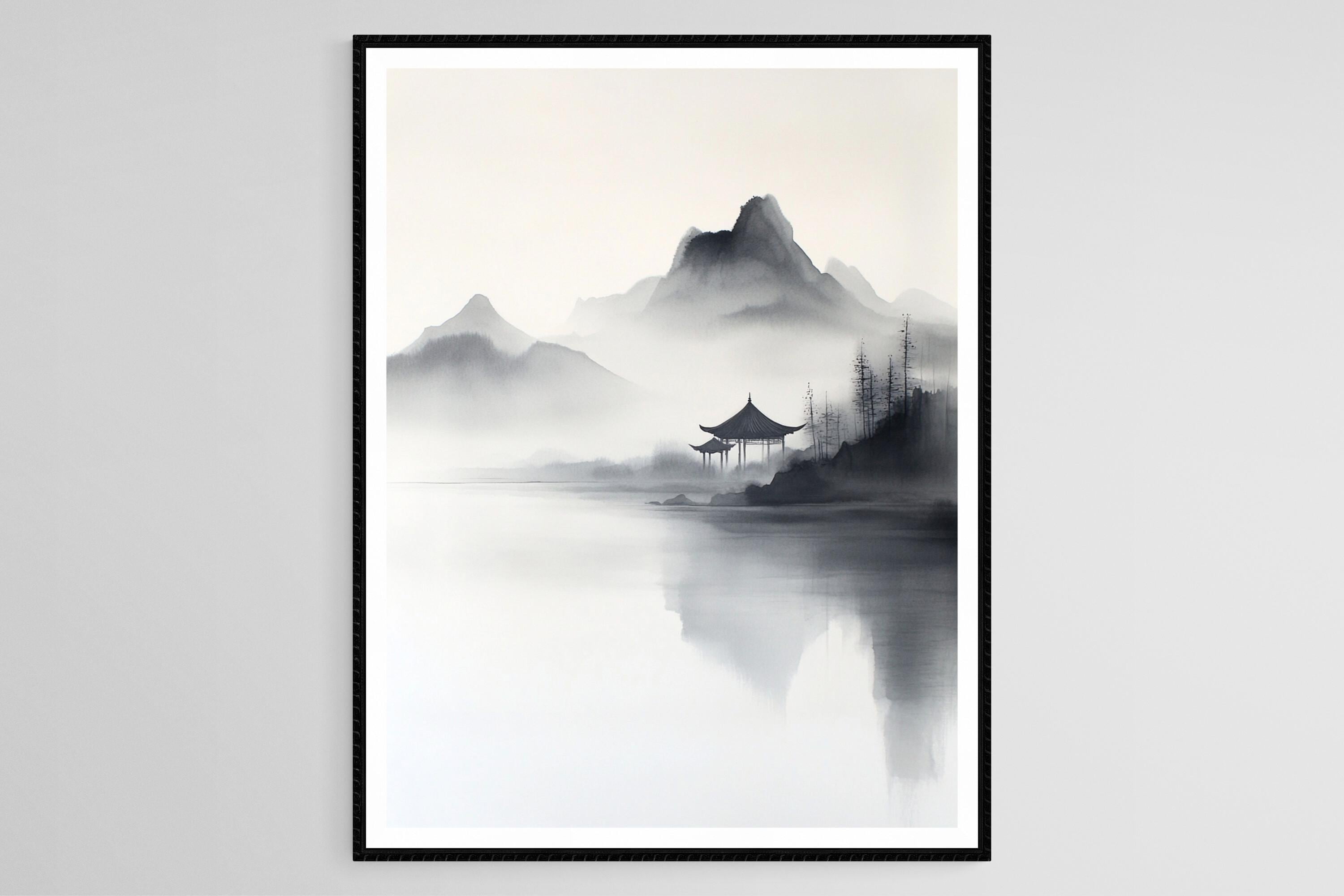 Han Dynasty Landscape Art Print, Traditional Chinese Ink Painting ...