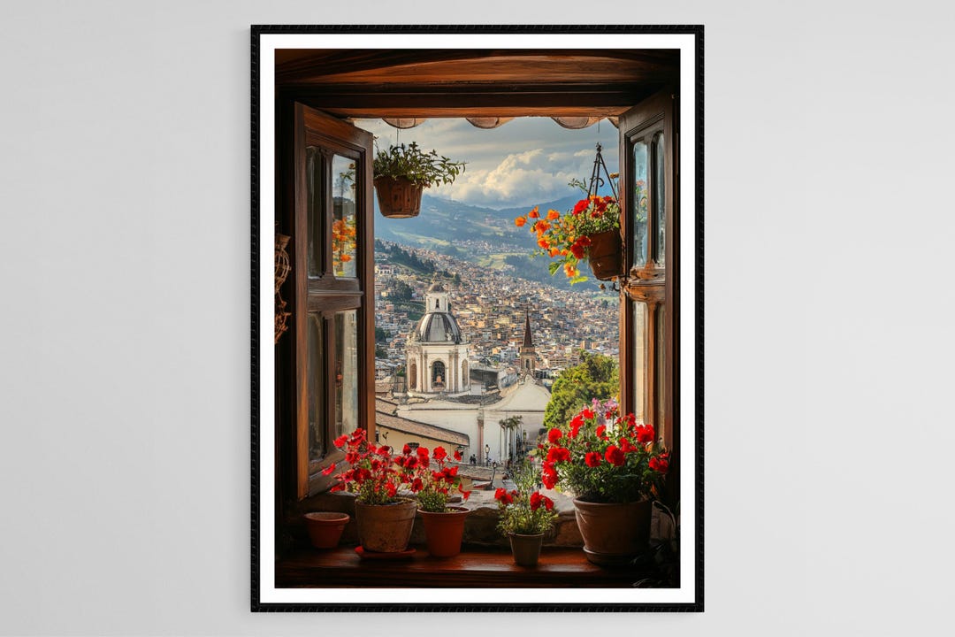 Quito Ecuador Window View, Colonial and Flowers Art Print - Etsy