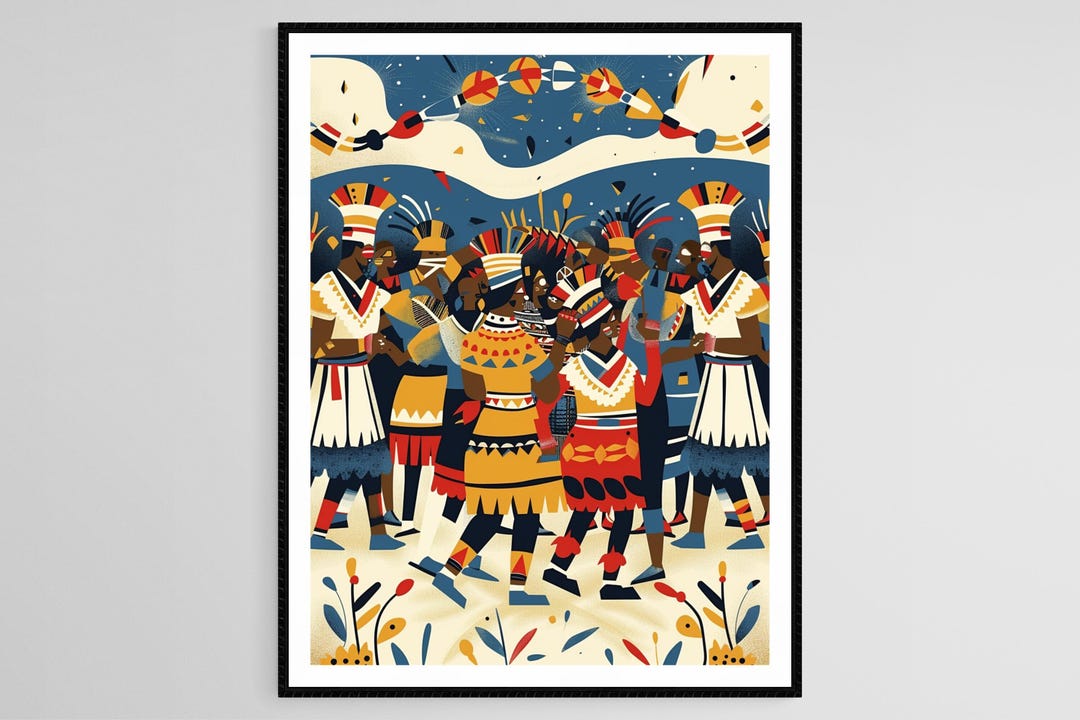 Ndebele Celebration Art Print, Traditional Attire and Cultural Dances ...