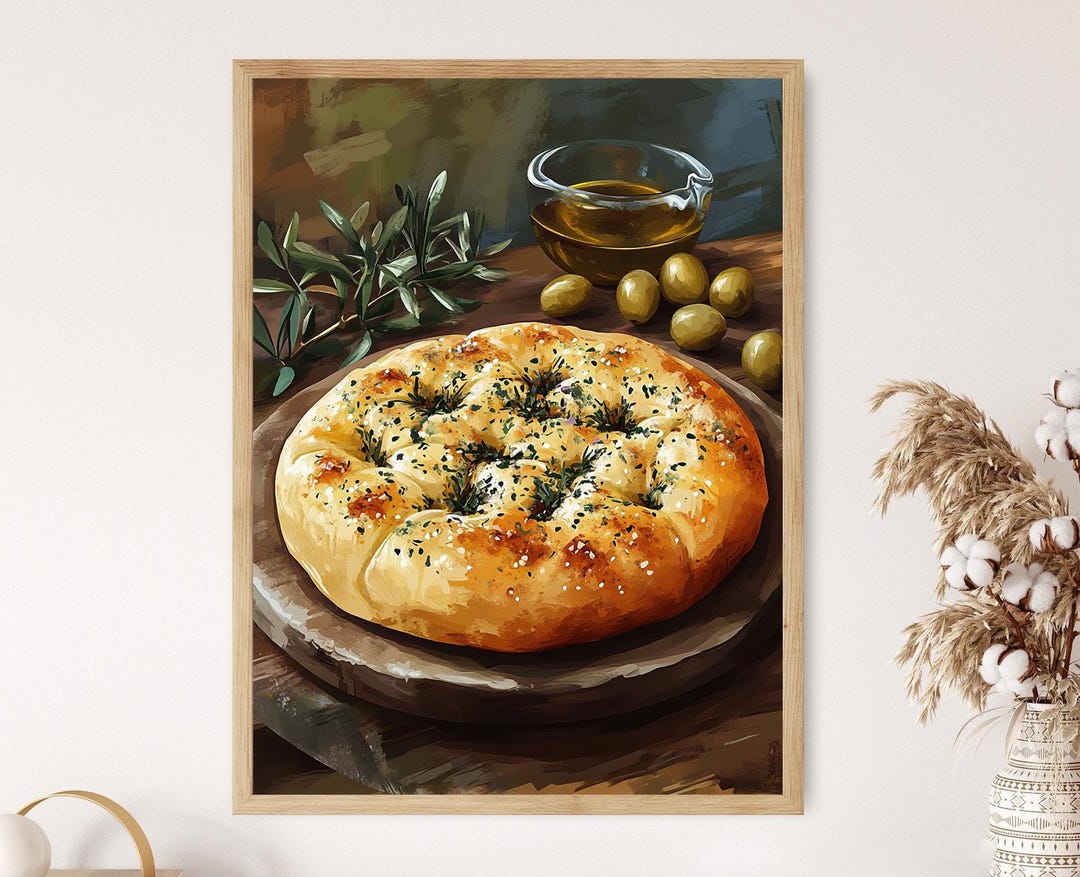 Lebanese Manakish Bread Flat Vector Art Print, Minimalist Kitchen ...