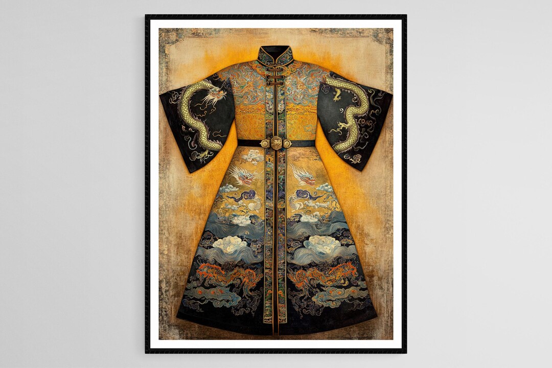 Qing Dynasty Dragon Robe Art Print, Intricate Embroidery, Imperial ...