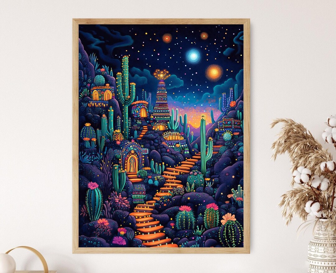 Huichol Peyote Ritual Art Print, Mystical Ofrendas Arte - Etsy