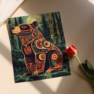 Haida Bear Art Print, Formline Style, Strength and Protection, Forest ...
