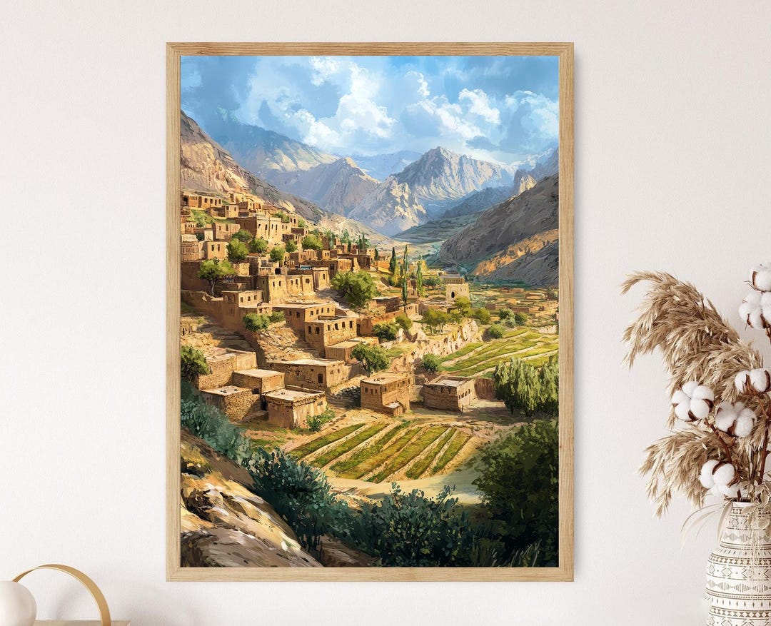Iraqi Mountain Village Art Print, Traditional Homes Scene - Etsy