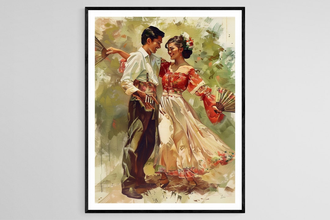 Filipino Cariñosa Dance Print, Vibrant Filipino Dance Celebration ...
