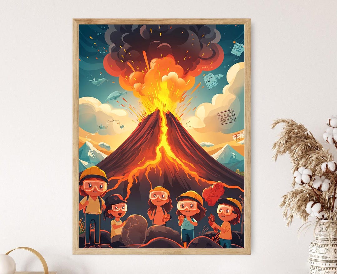 Volcano Science Illustration, Geology for Kids, Eruption Learning Art ...