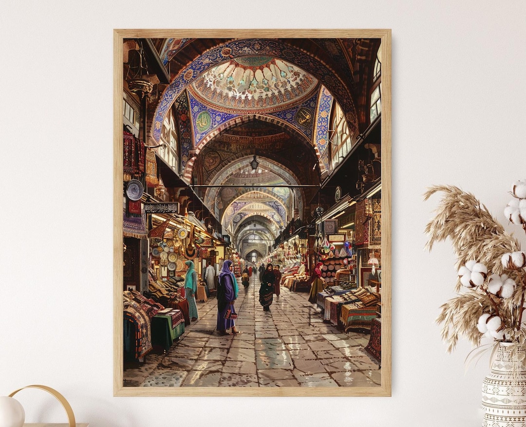 Grand Bazaar Ottoman Art Print, Handcrafted Colorful Wall Art Decor ...