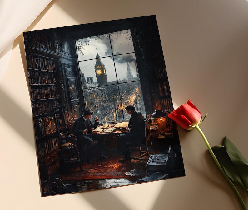 Sherlock Holmes and Dr. Watson Art Print, Classic Mystery Decor Poster ...