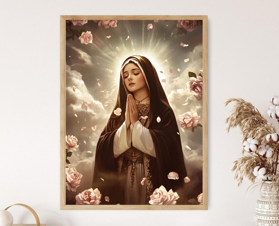 Saint Therese Roses of Grace Poster: Prayer and Heavenly Light Catholic ...