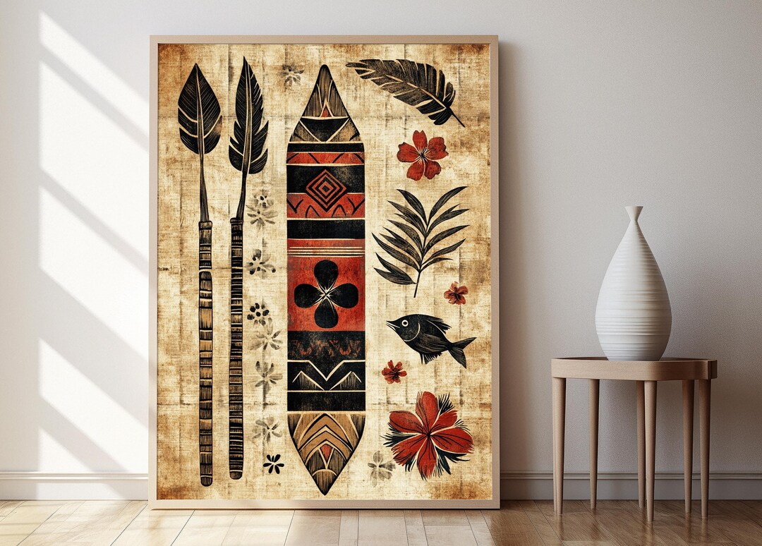 Tongan Ngatu Cloth Art Print, Traditional Bark Cloth Decor Poster - Etsy