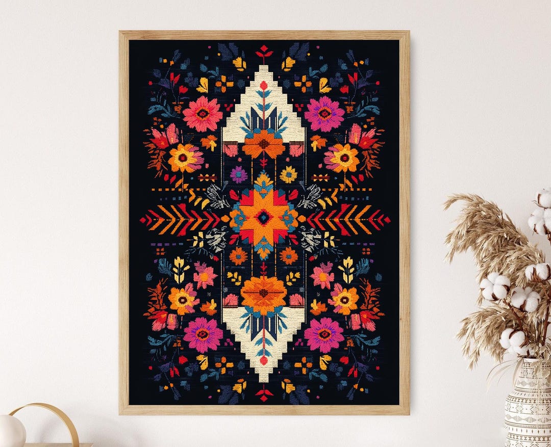 Kosovo Textile Embroidery Art Print, Balkan Symbol Decor - Etsy