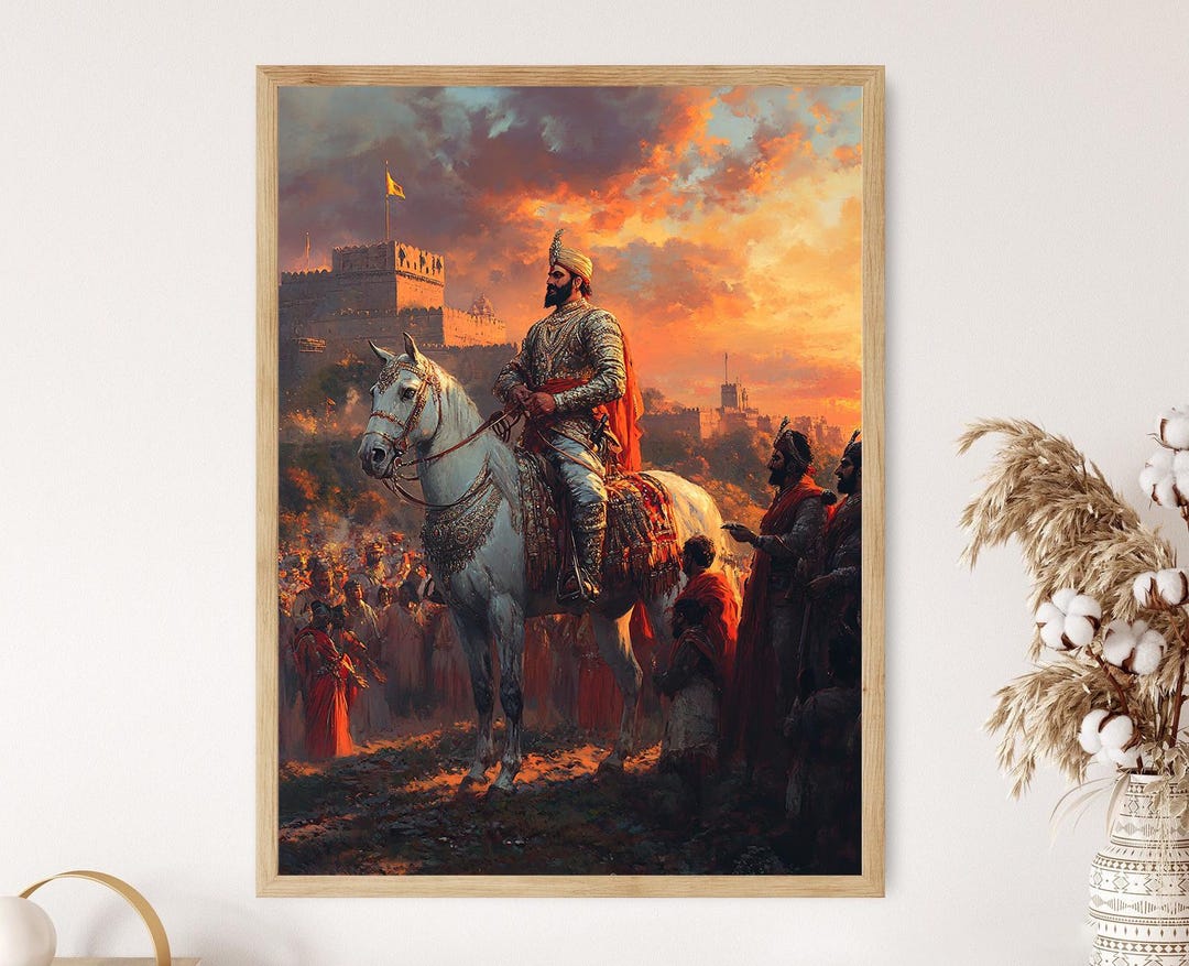 Shivaji Maharaj Gudi Padwa Art, Marathi New Year Wall Print, Hindu ...