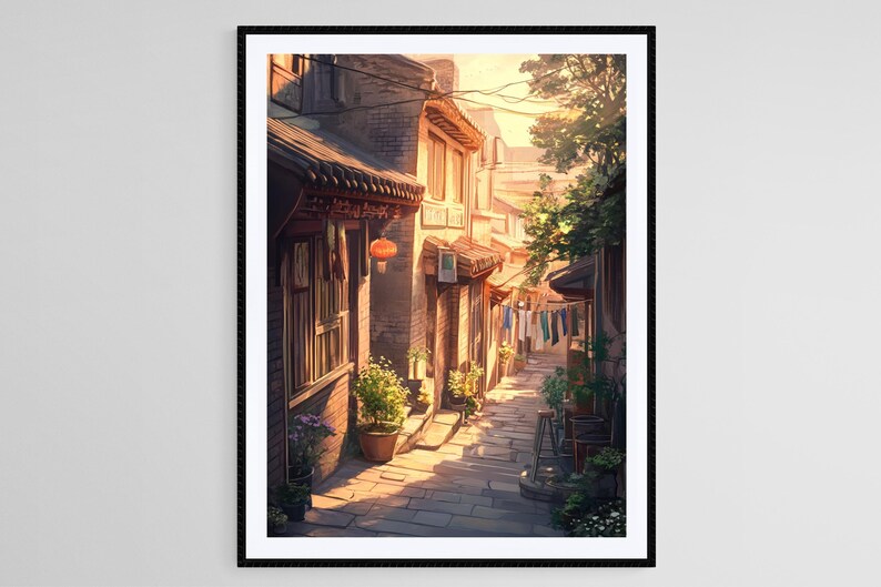 Hutong Sunset Art Print, Golden Light and Traditional Alley - Etsy