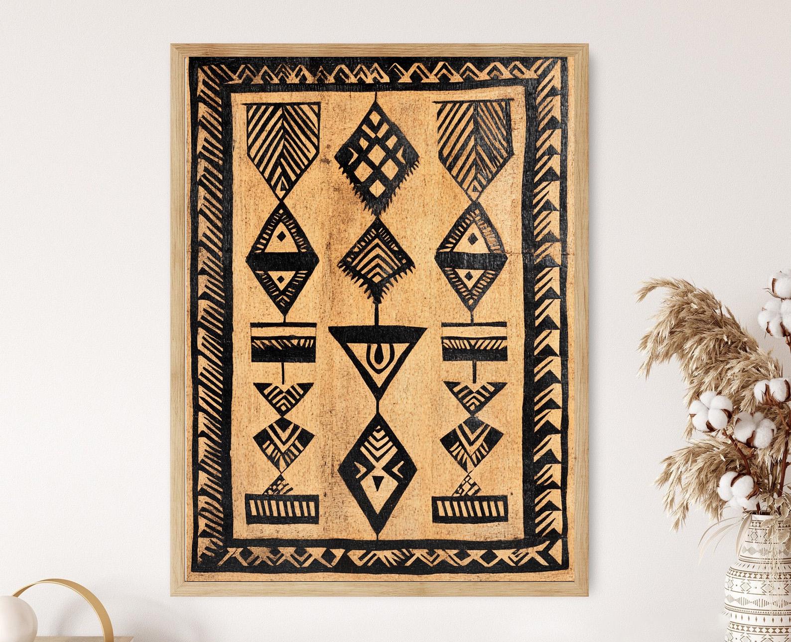 Fijian Tapa Pattern Art Print, Traditional Motif Decor - Etsy