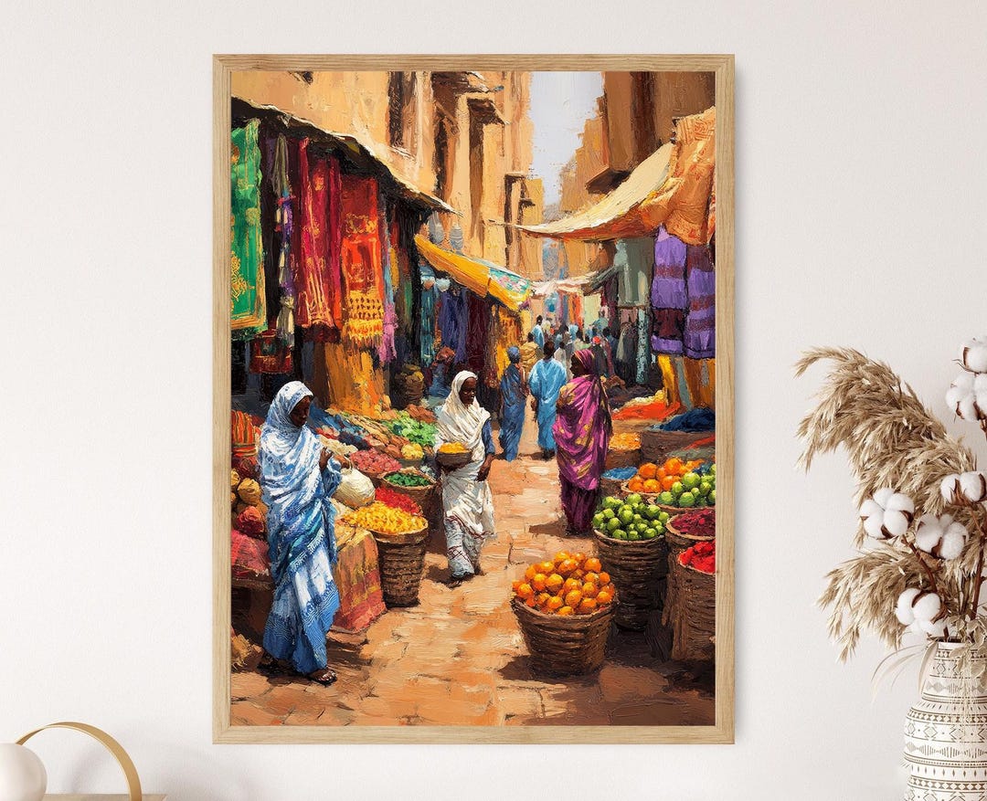 Sudanese Marketplace Art Print, African Market Scene, Vibrant Sudan ...