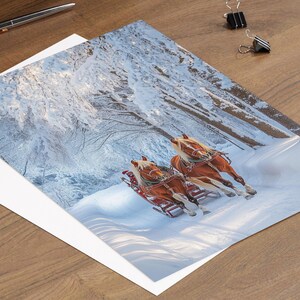 Horse-drawn Sleigh Ride Art Print, Winter Wonderland Scene - Etsy