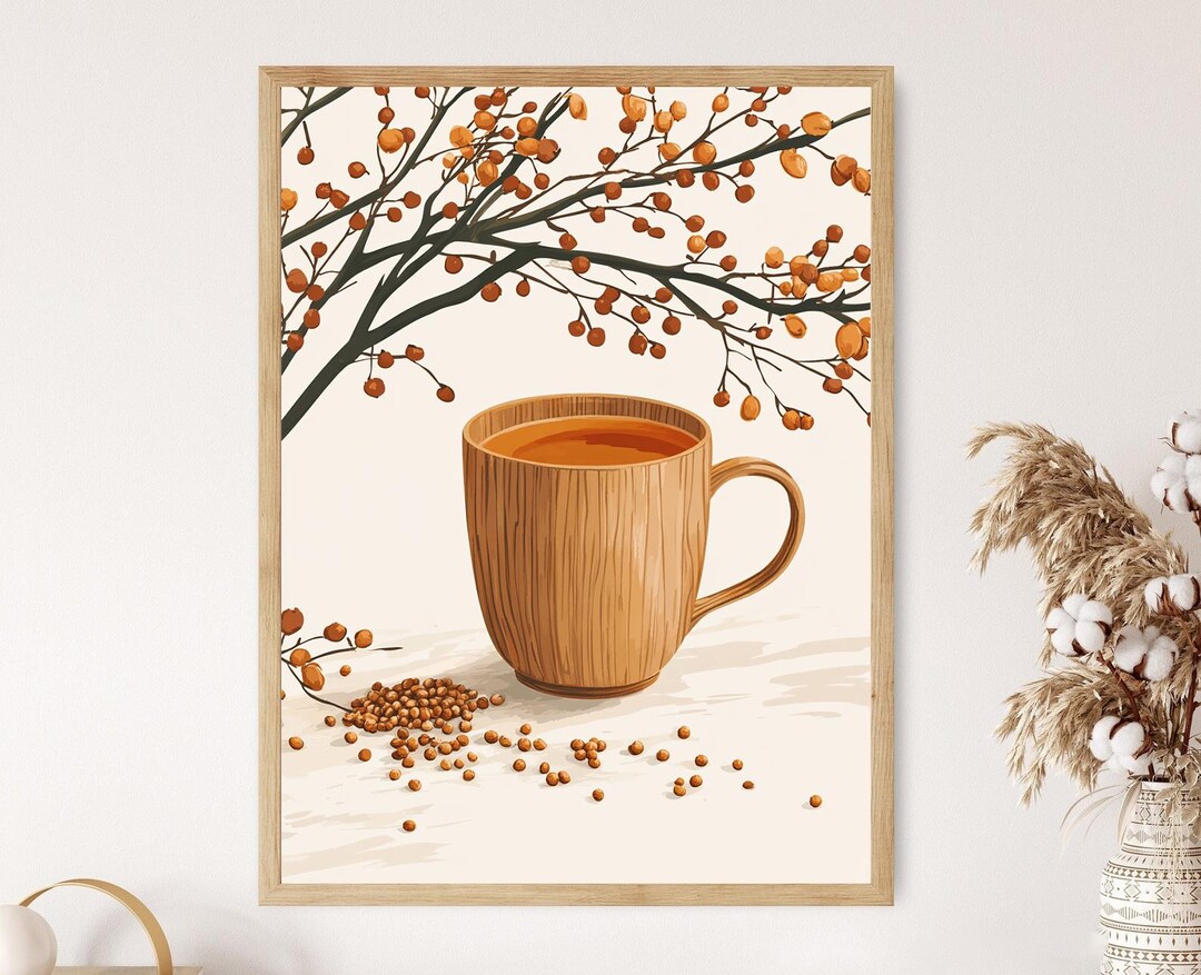 Korean Yulmu Tea Art Print, Flat Vector Illustration, Traditional Warm Beverage Decor - Etsy