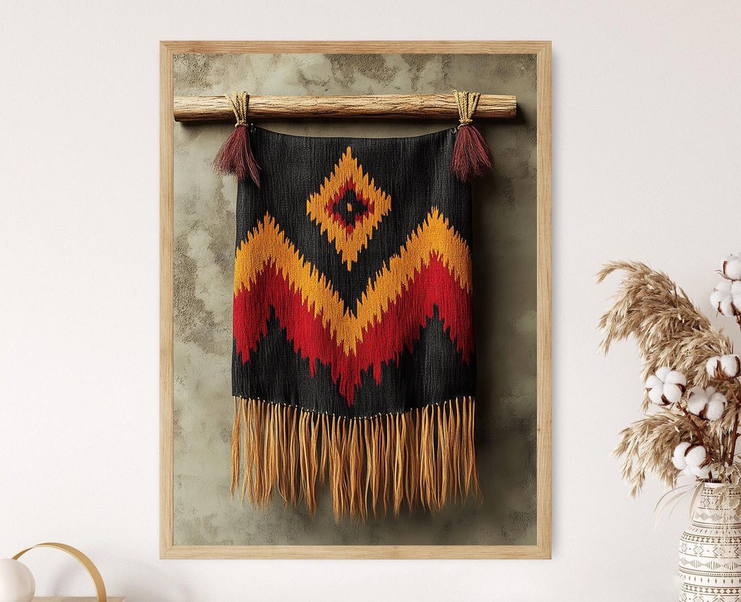Wayuu Textile Wall Art, Geometric Colombian Folk Design Print - Etsy