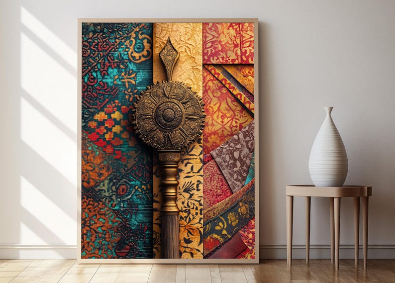 Indonesian Batik Stamp Art Print, Brass and Wood Artifact Poster ...