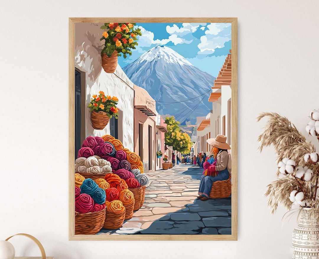 Arequipa Peru Wool Corner Poster, Alpaca Yarn Baskets Fine Print ...