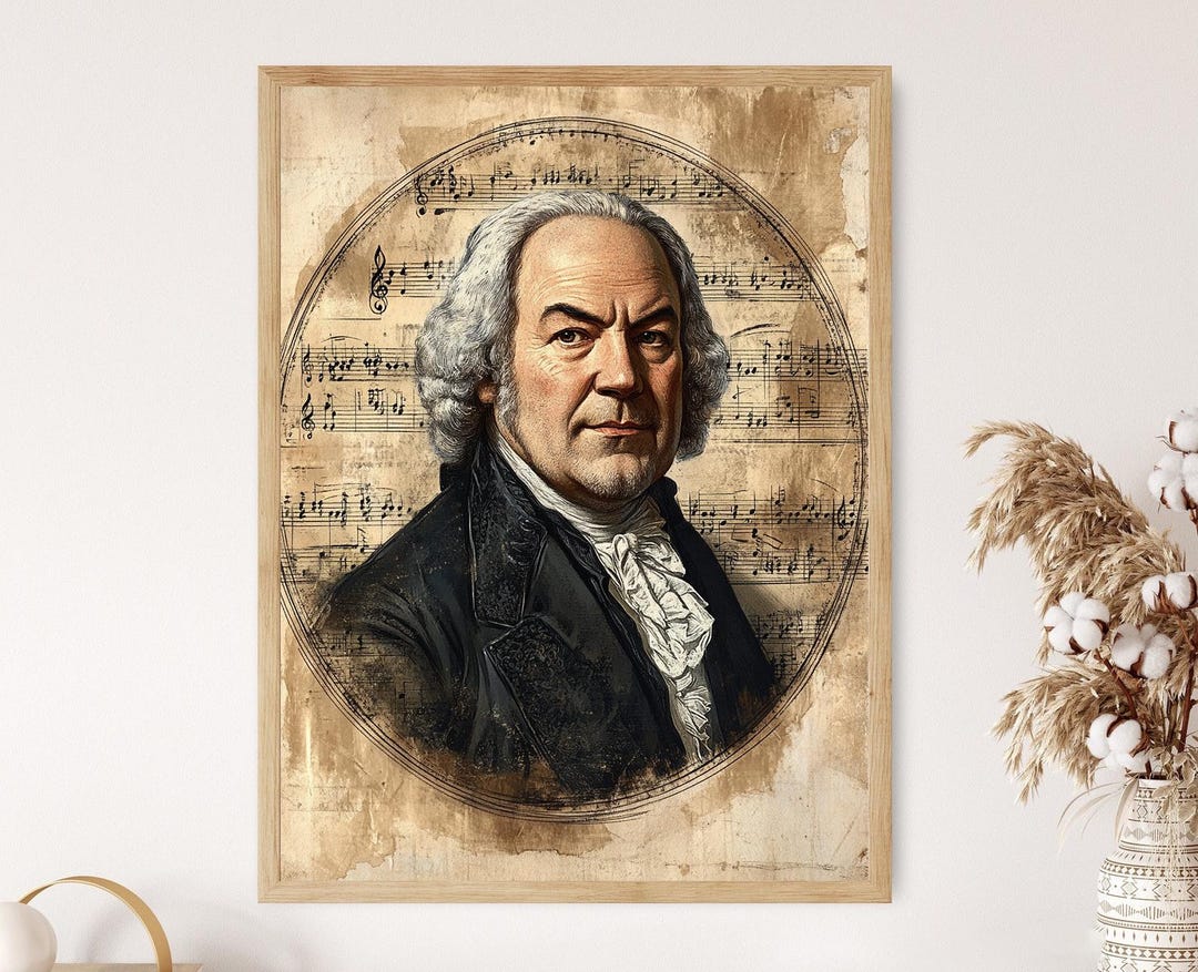 Johann Sebastian Bach Portrait Art Print, Timeless Composer and Musical ...