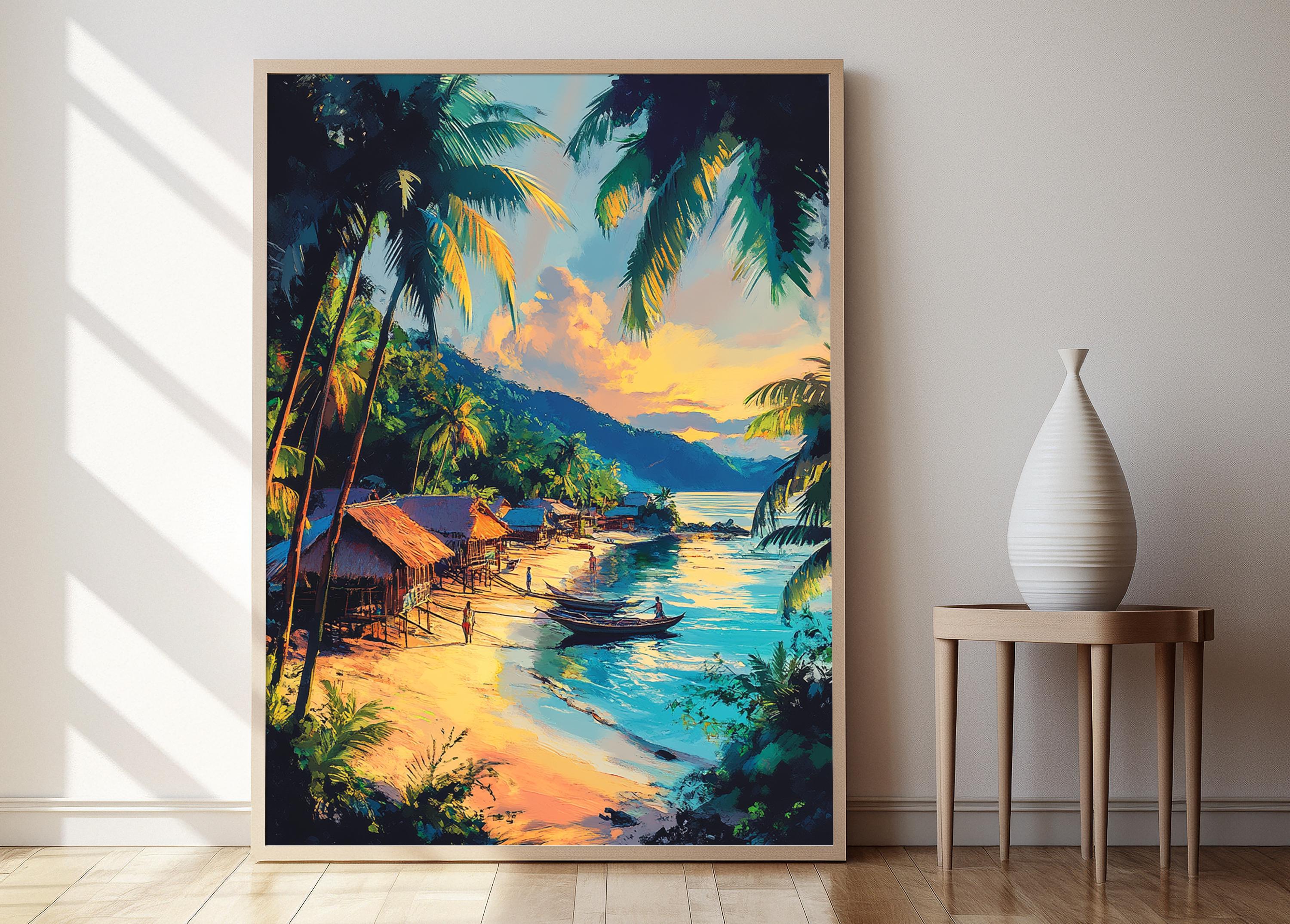 Batangas Village Art Print, Filipino Heritage Poster, Tropical ...