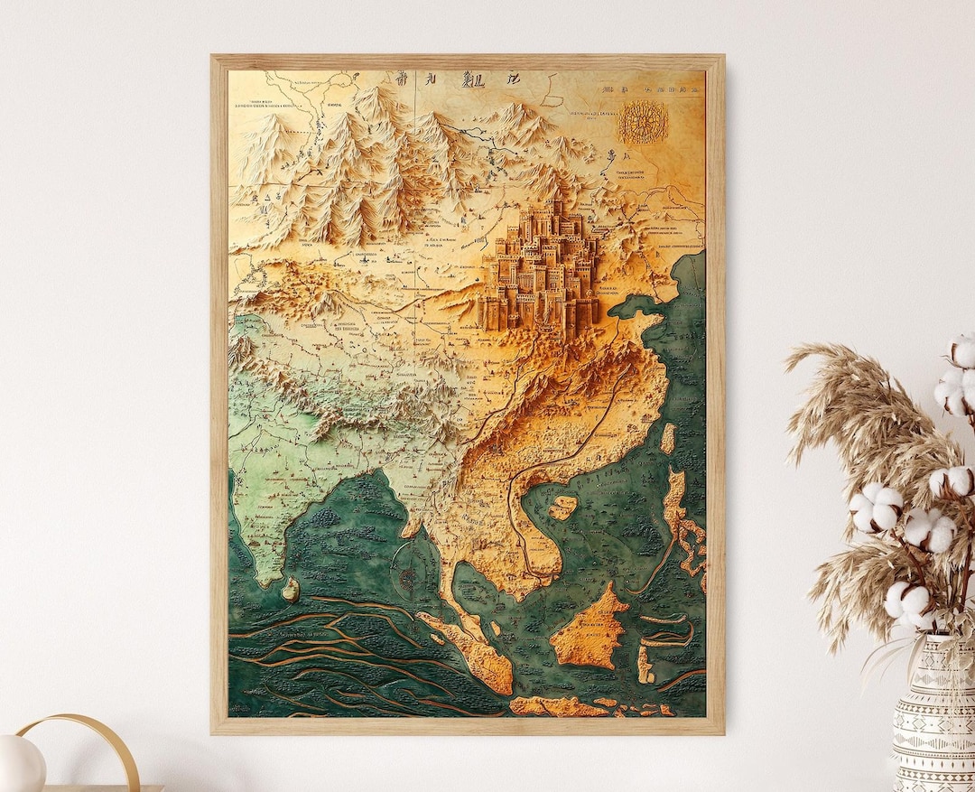 Mongol Empire Map Art Print, Vast Territories, Historical Geography ...