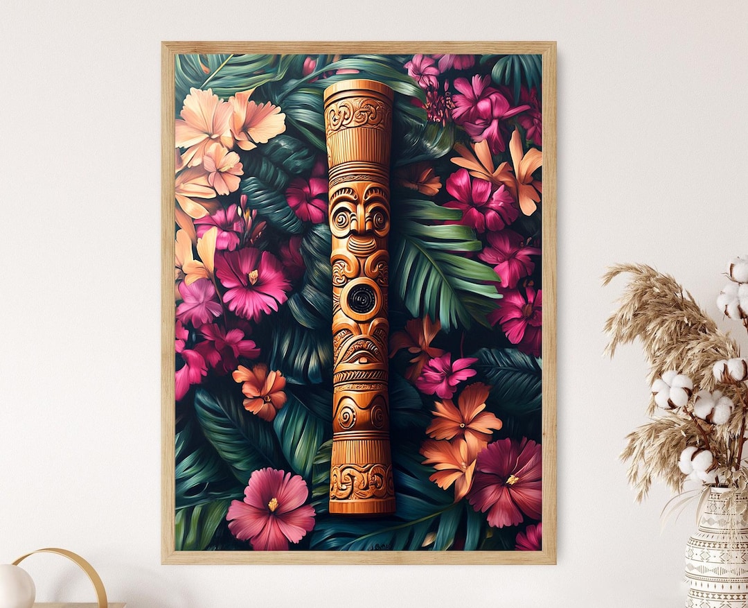 Maori War Trumpet Pu Kaea Art Print, Traditional Carving Poster ...