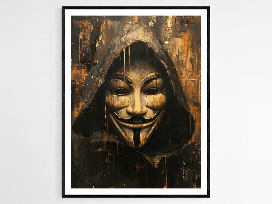 Guy Fawkes Anonymous Mask Art Print, Cyber Rebellion Poster ...